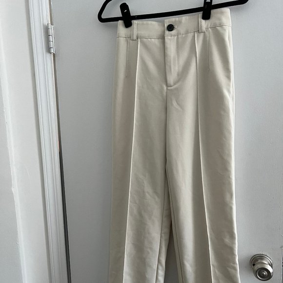 Zara | Pants & Jumpsuits | Zara Cream Wideleg Slacks | Poshmark